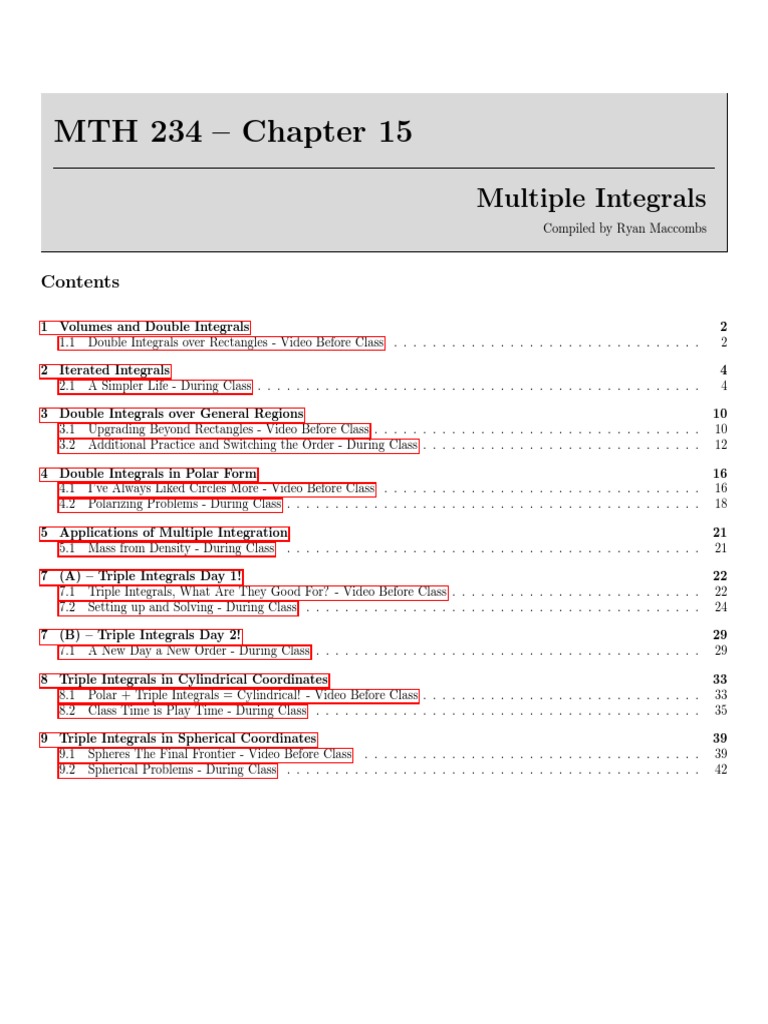 Ch15 - mth234 - Student | PDF | Integral | Mathematical Analysis