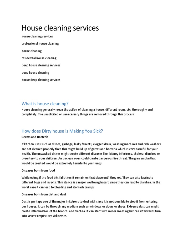 House Cleaning Services | PDF | Housekeeping | Home