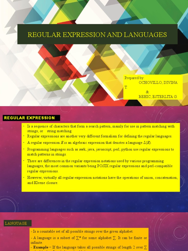 REGULAR EXPRESSION AND LANGUAGES Autosaved | PDF | Regular Expression ...
