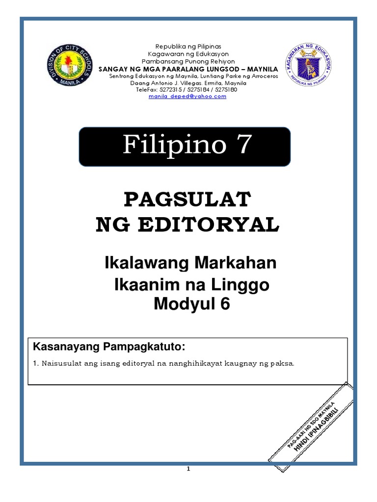 FILIPINO-7 Q2 Mod6 | PDF