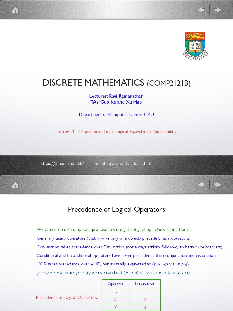 Discrete Mathematics: (COMP2121B) | Download Free PDF | Contradiction | Logic