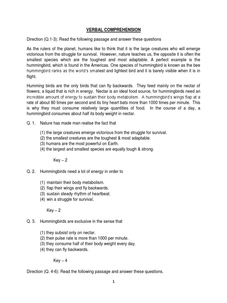 Verbal Comprehension | PDF | Banks | Angle