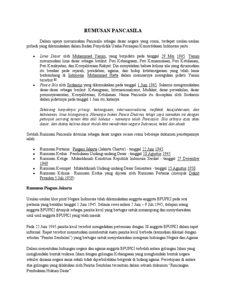 Sejarah Rumusan Pancasila | PDF