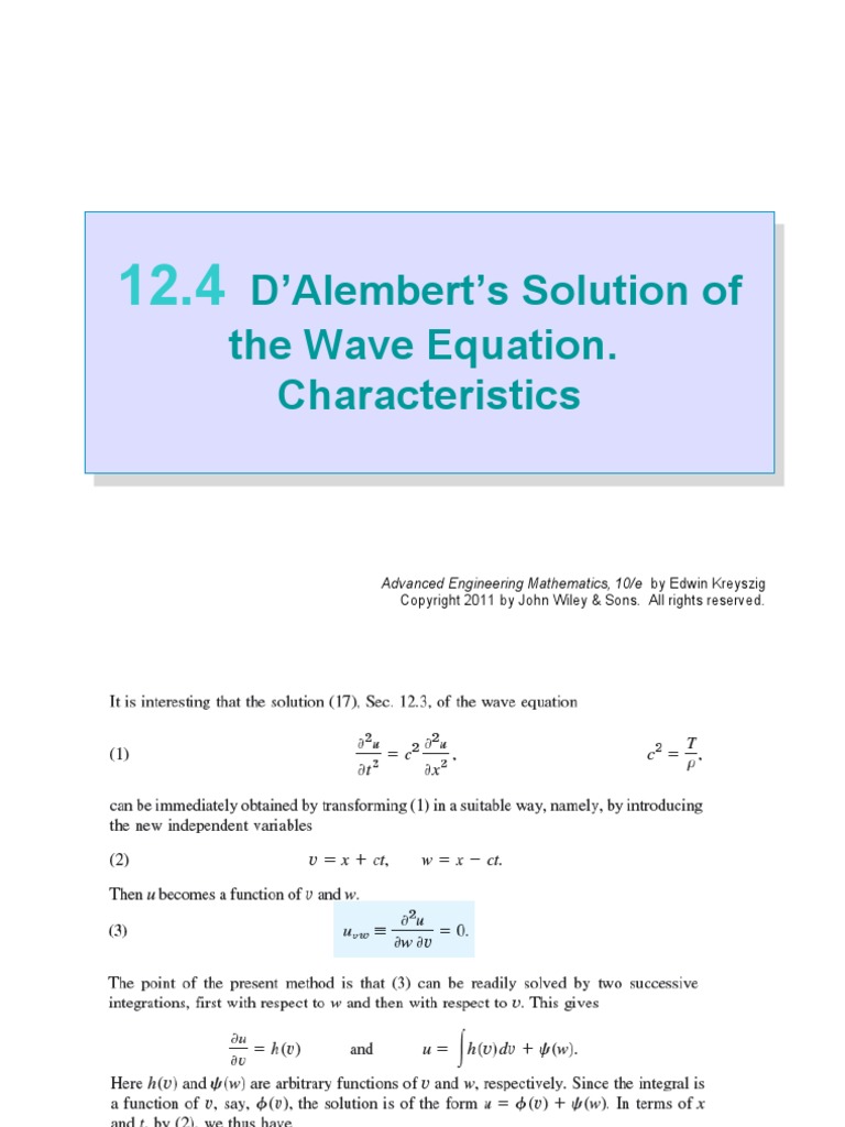 D'Alembert's Solution of The Wave Equation. Characteristics: Advanced ...