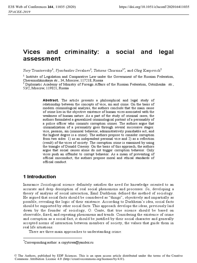 Vices and Criminality | PDF | Crimes | Crime & Violence