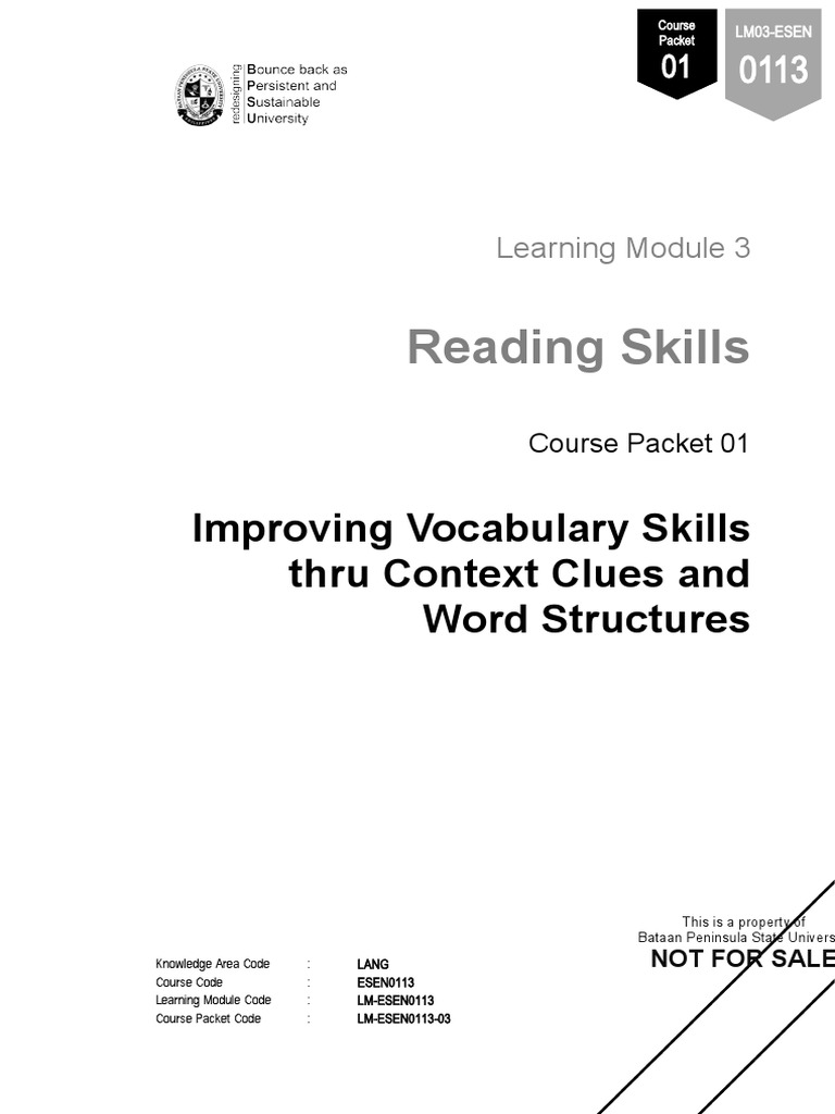 Esen Module 3 Packet 1 To 2 | PDF | Reading Comprehension | Cognitive Science
