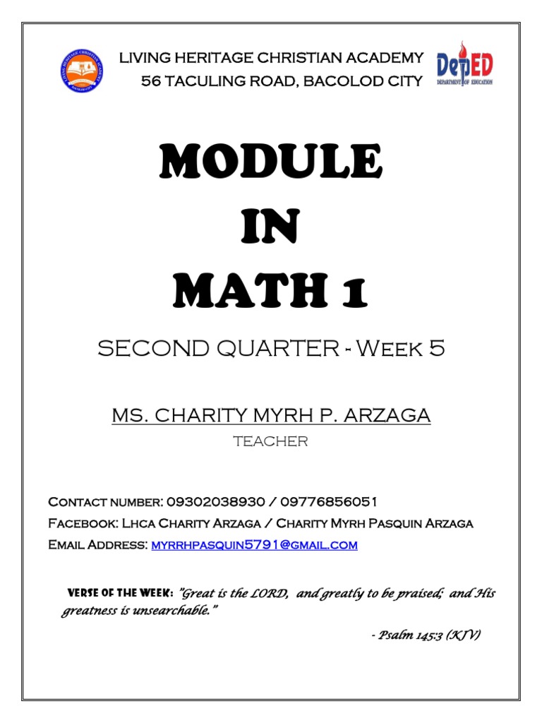 MATH 1 Week 5 | PDF | Subtraction | Elementary Mathematics