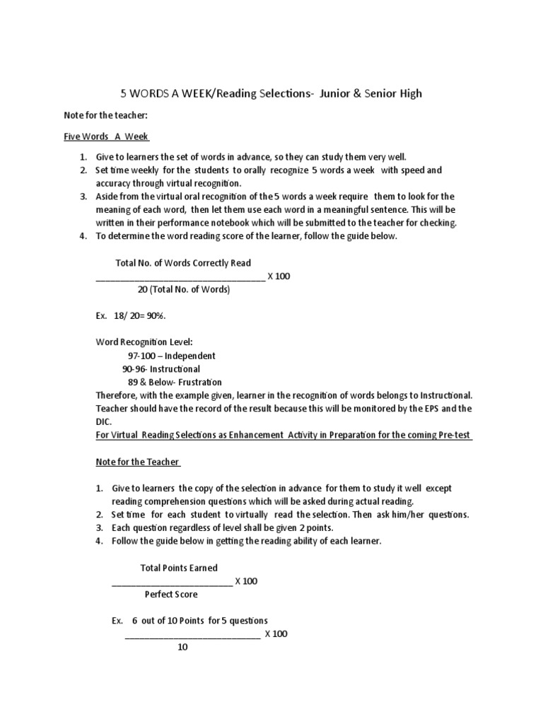 5 Words A Week | PDF | Reading Comprehension | Learning