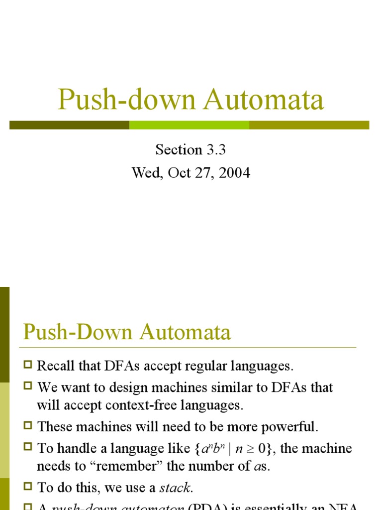 3.3 Push-Down Automata | PDF | Automata Theory | Conceptual Model