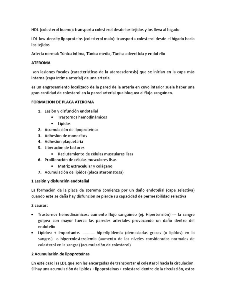 Formacion Placa Ateromatosa | PDF | Ateroma | Fisiología