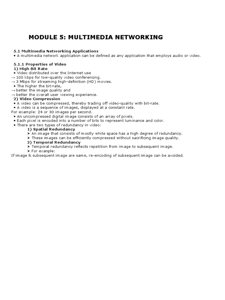 Module 5: Multimedia Networking | PDF | Streaming Media | Hypertext Transfer Protocol