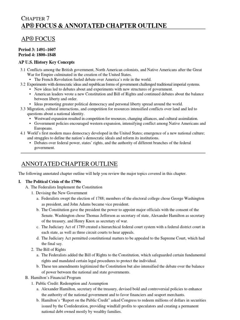 Chapter 7 Chapter Outline | PDF | Federalist Party | Alexander Hamilton