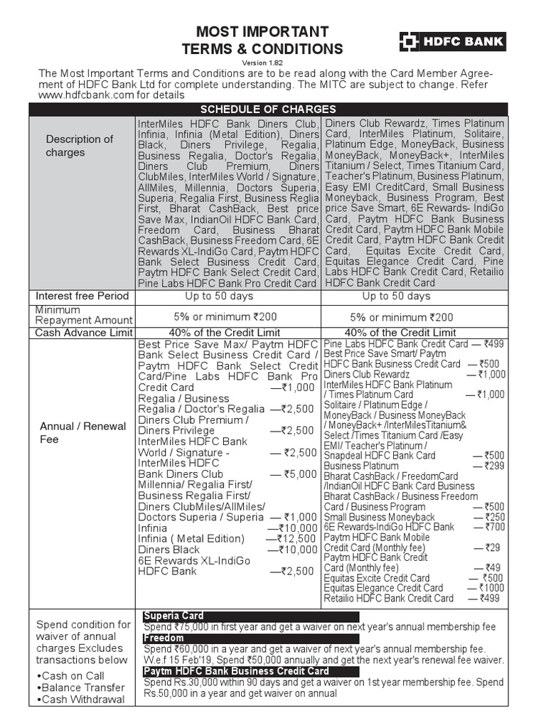 HDFC Card Details | PDF | Credit Card | Payments