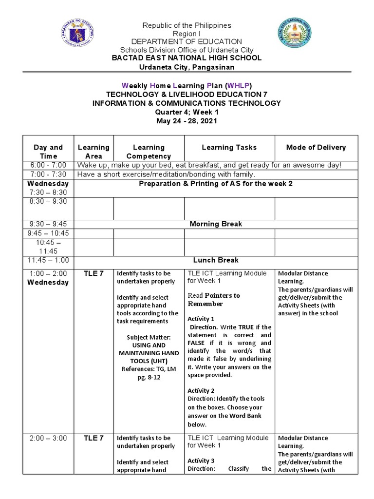 TLE 7 WHLP 2021 4th QUARTER | PDF | Occupational Safety And Health ...