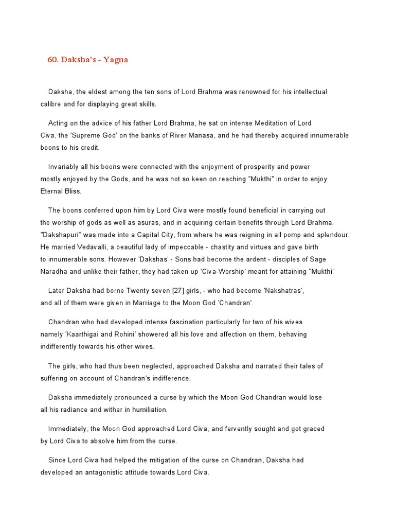 Daksha's - Yagna | PDF | Hindu Deities | Hindu Iconography