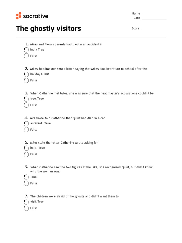 Quiz - The Ghostly Visitors | PDF