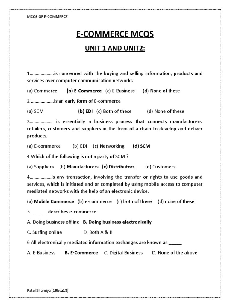 Ecom Mcqs | PDF | E Commerce | Retail