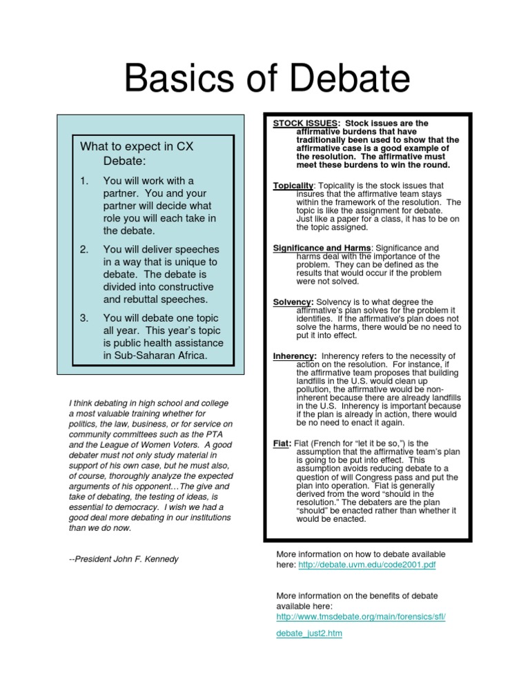 Introduction To Debate, Handout | PDF | Public Sphere | Government