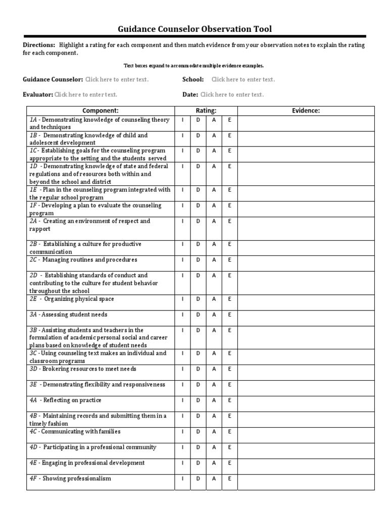 Observation Tool | PDF | School Counselor | Psychological Concepts