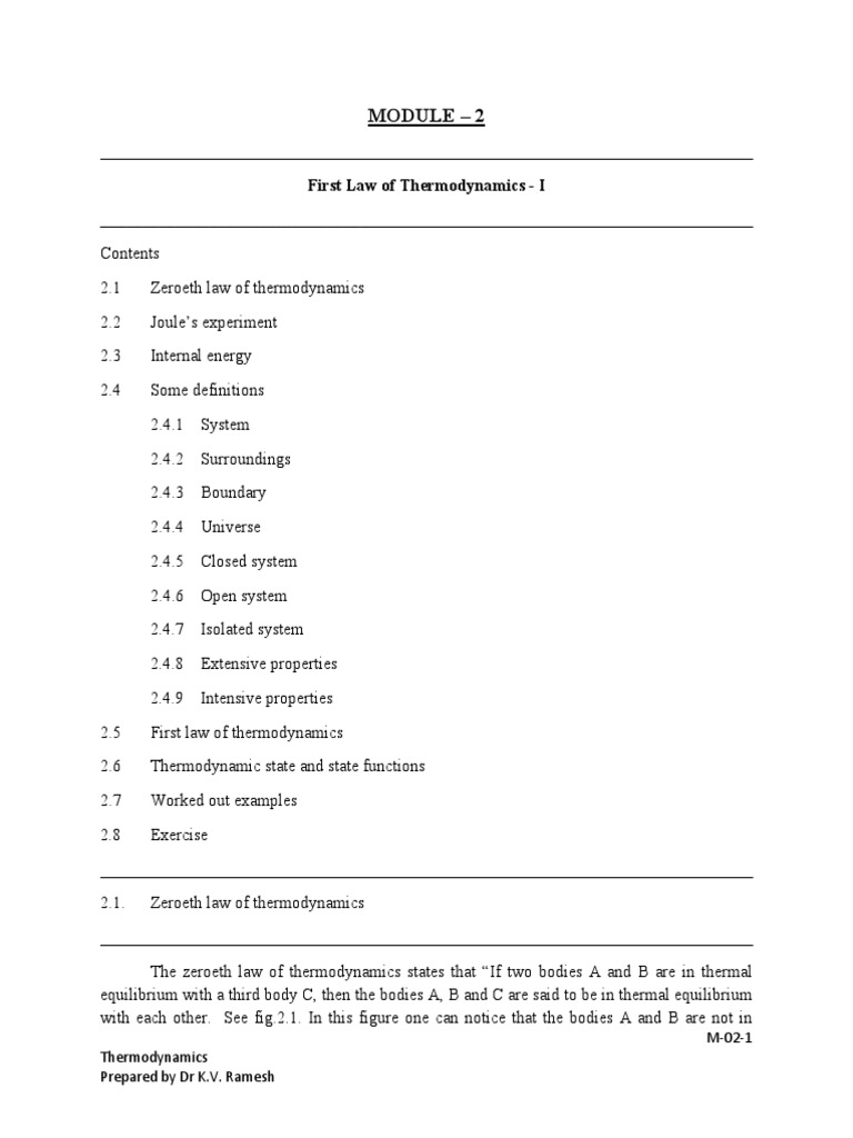 Module - 2: First Law of Thermodynamics - I | PDF | Heat ...