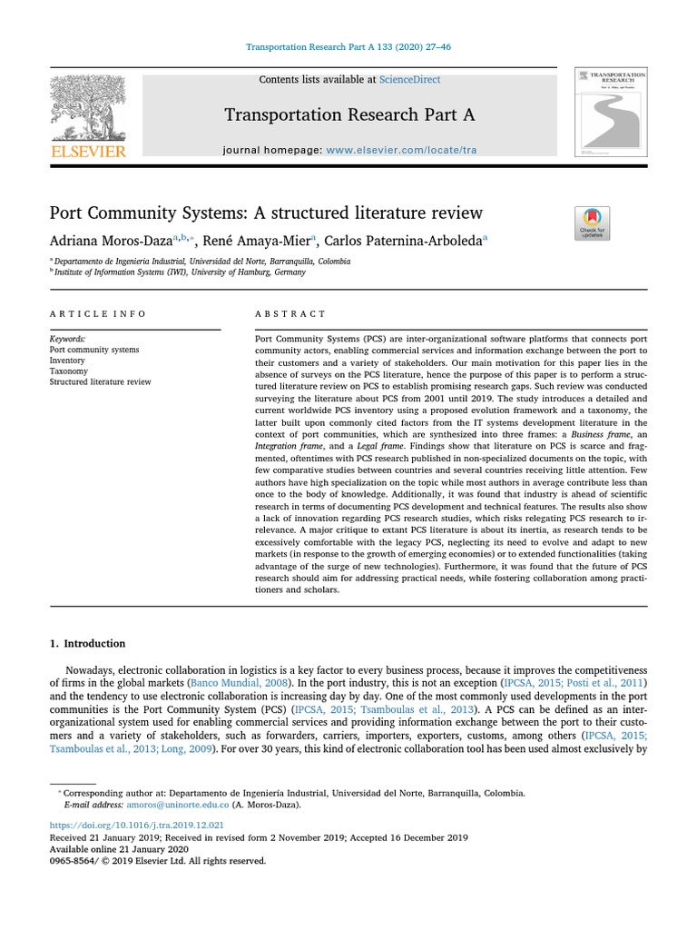 Port Community Systems A Structured Literature Review | PDF | Port | Msci