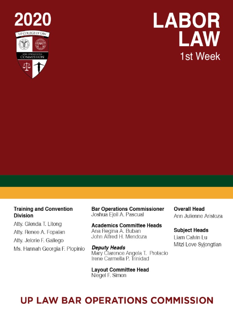 2020 BOC Labor Law Reviewer PDF | PDF | Employment | Labour Law