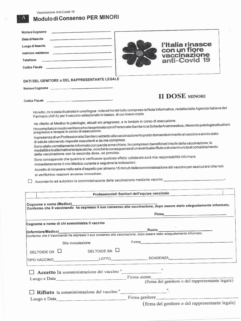 Modulo Consenso Minori II Dose | PDF