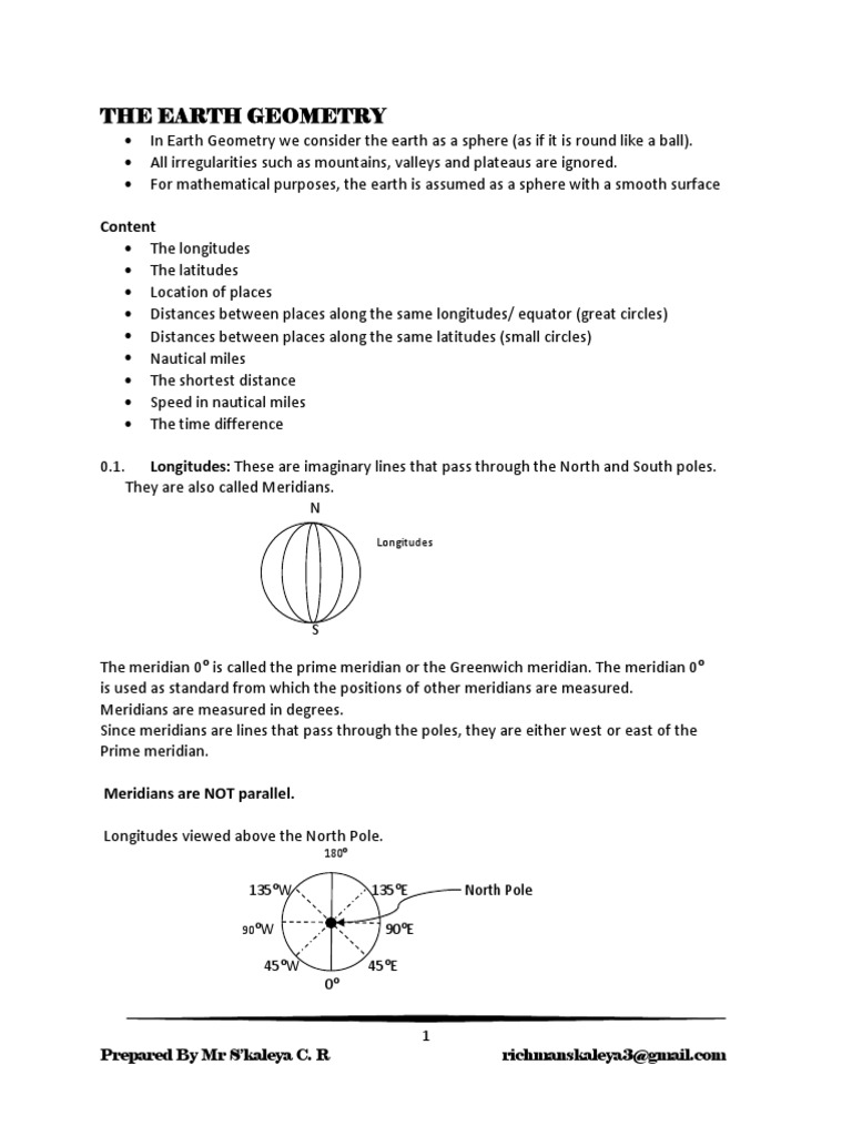 The Earth Geometry-1 | PDF | Longitude | Latitude