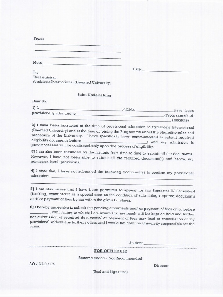 Format of Undertaking | PDF