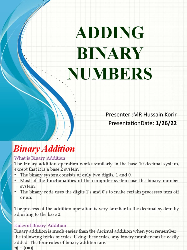 Adding Binary Numbers | PDF