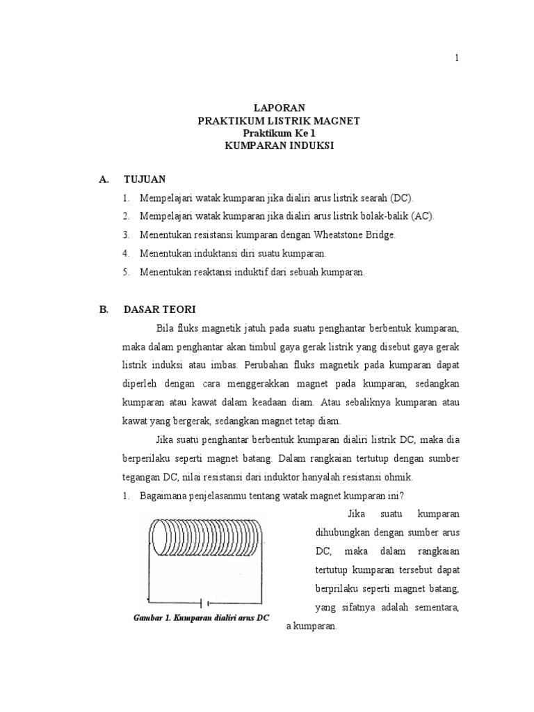 Praktikum 1 Kumparan Induksi | PDF | Metode & Bahan Ajar | Teknologi & Rekayasa