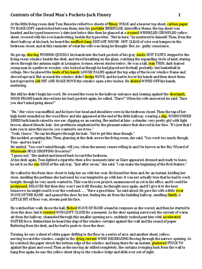 Contents of The Dead Man VOCAB 2 | PDF | Foot | Hand