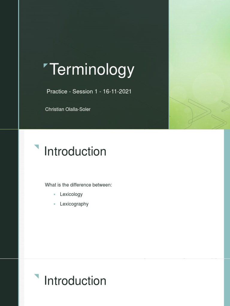 Terminology Introduction 1 | PDF | Lexicology | Human Communication