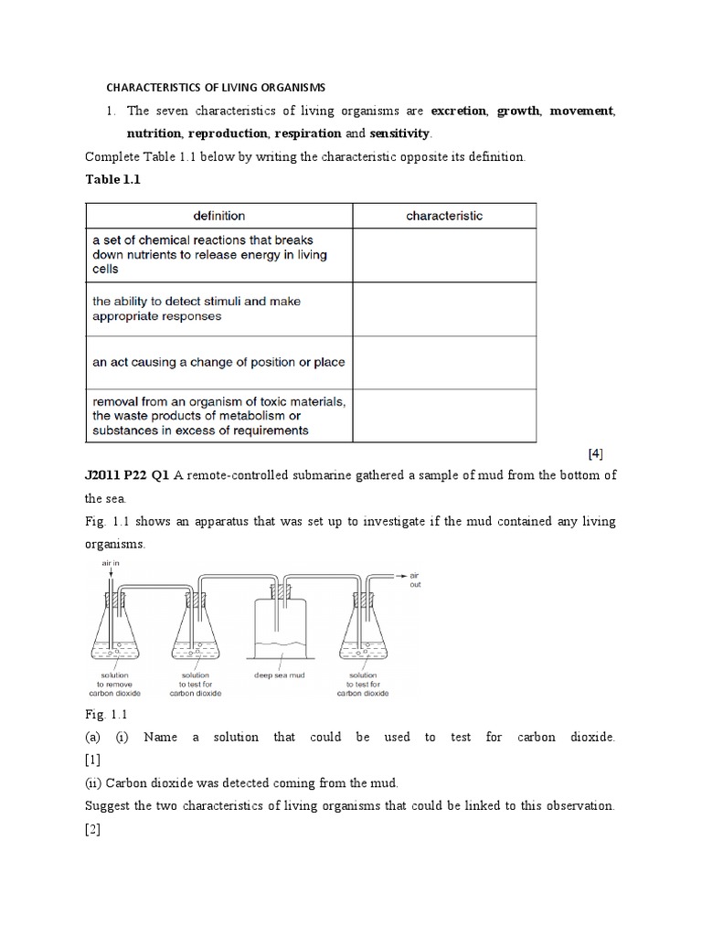 Characteristics of Living Organisms Quiz | PDF | Organisms | Nature