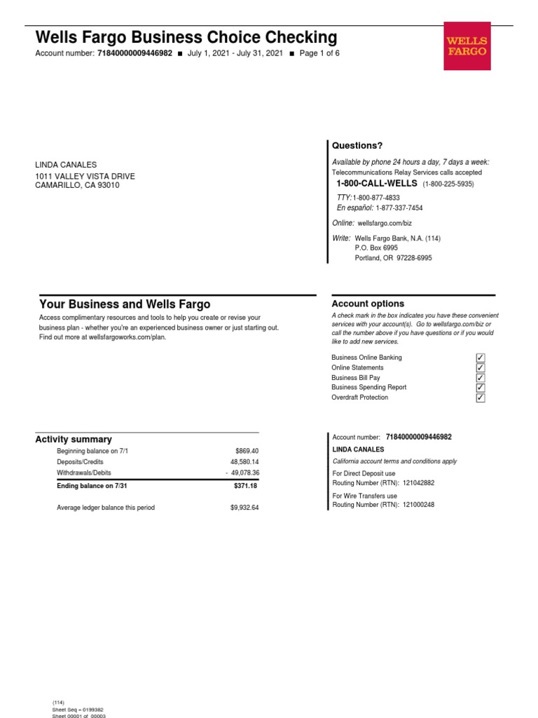 LINDA CANALES - e - Statement - 71840000009446982 | PDF | Transaction ...