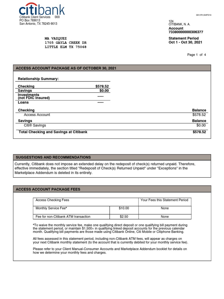Citibank Client Services 000 PO Box 769013 San Antonio, TX 78245-9013 ...