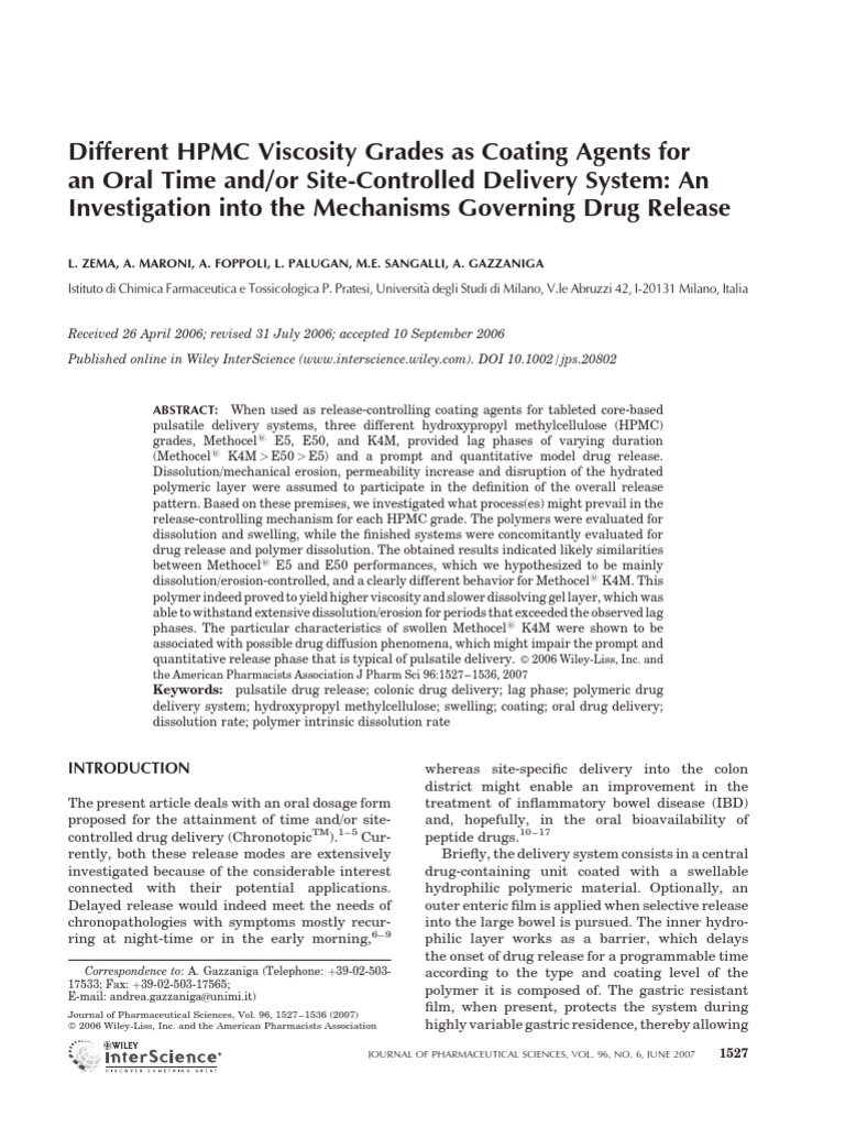 Hpmc Viscosity Grades Download Free Pdf Polymers Solvation