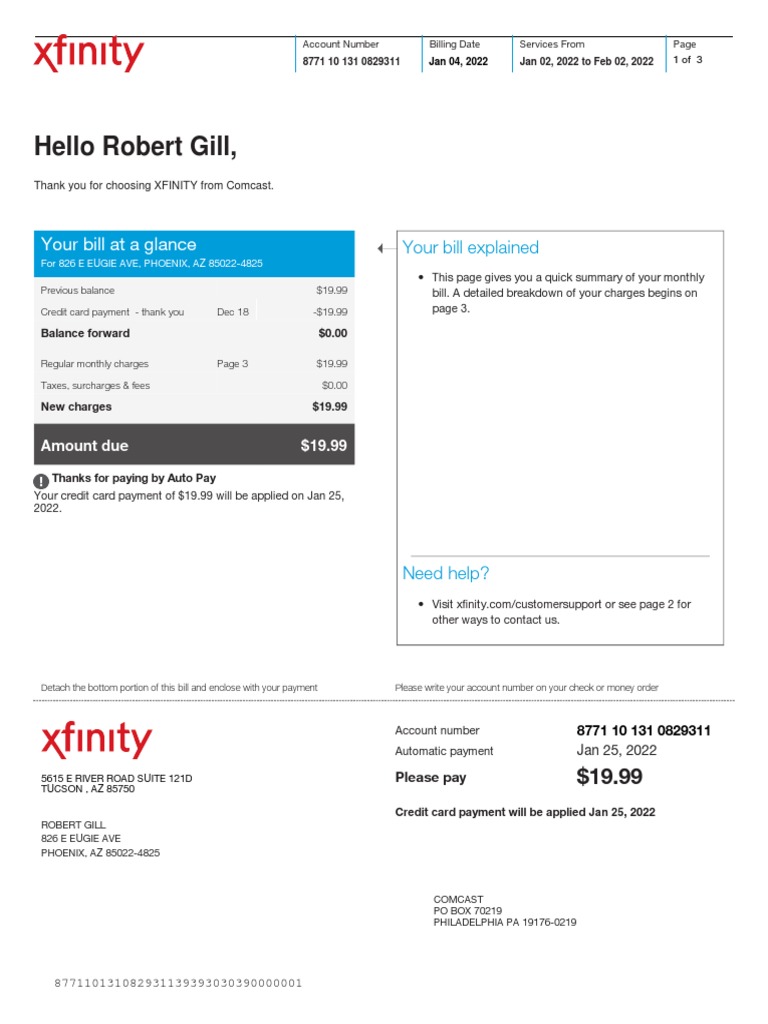 ROBERT GILL Xfinity Comcast | PDF | Credit Card | Payments