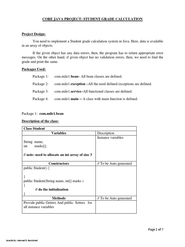 Calculating Student Grades: An Object-Oriented Approach in Java | PDF | Class (Computer ...