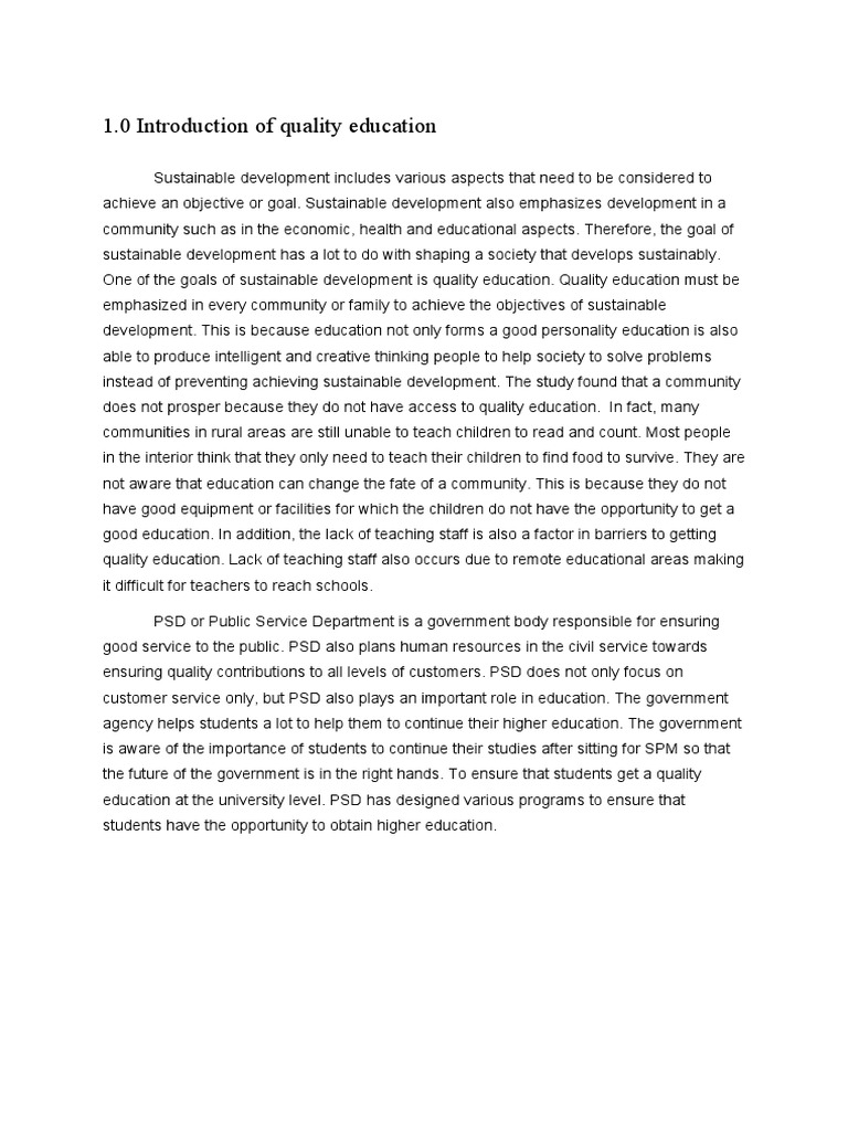 Introduction of Quality Education | PDF