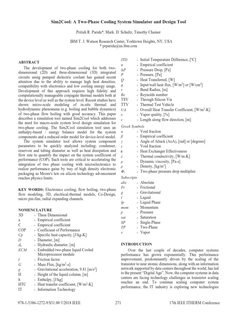 Sim2Cool A Two-Phase Cooling System Simulator and Design Tool | PDF ...