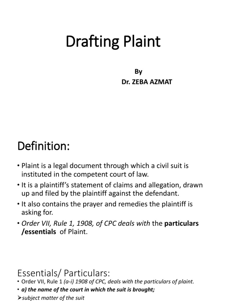 Drafting of Plaint | PDF | Lawsuit | Government
