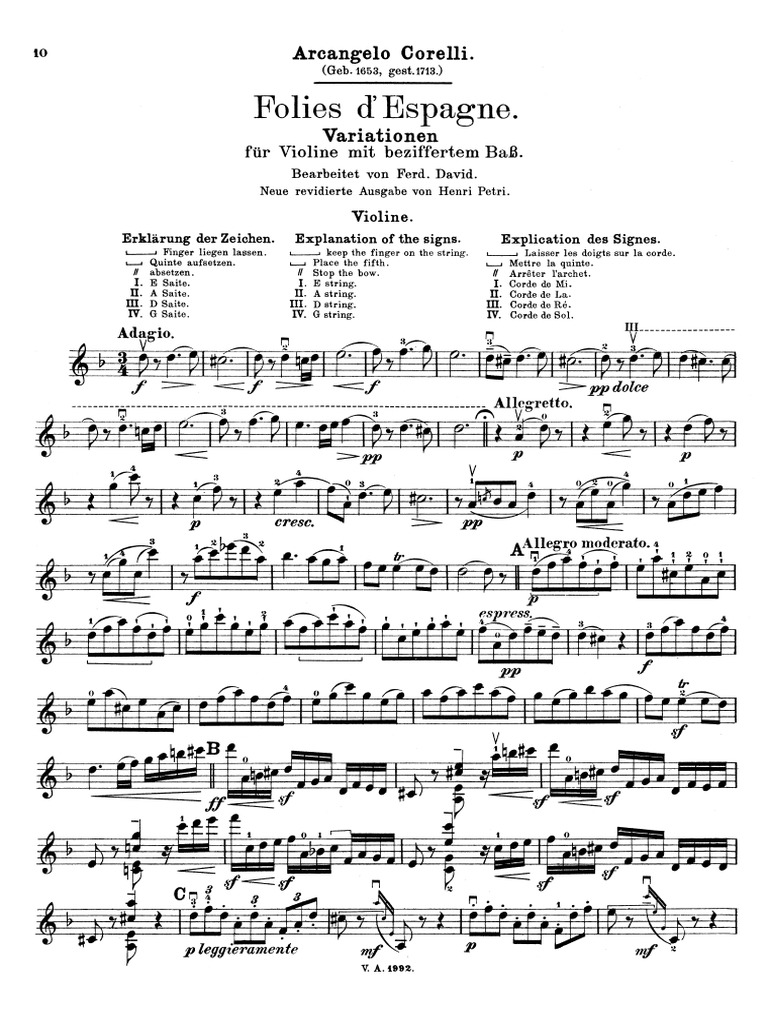 Corelli, Archangelo, 12 Violin Sonatas, Op.5, No.12, ArrDavid, VP | PDF