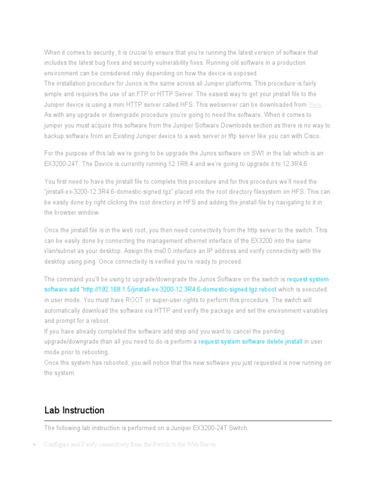 Junos Software Upgradation | PDF | Booting | Computer Networking