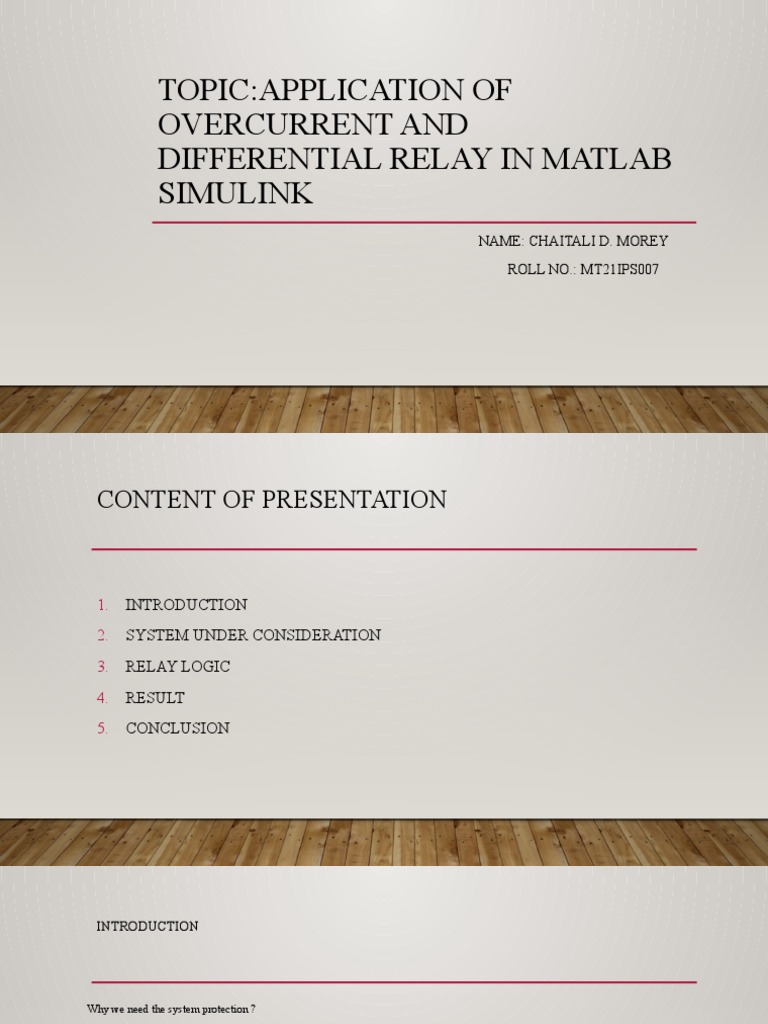 Topic:Application of Overcurrent and Differential Relay in Matlab ... Topic:Application of Overcurrent and Differential Relay in Matlab ...