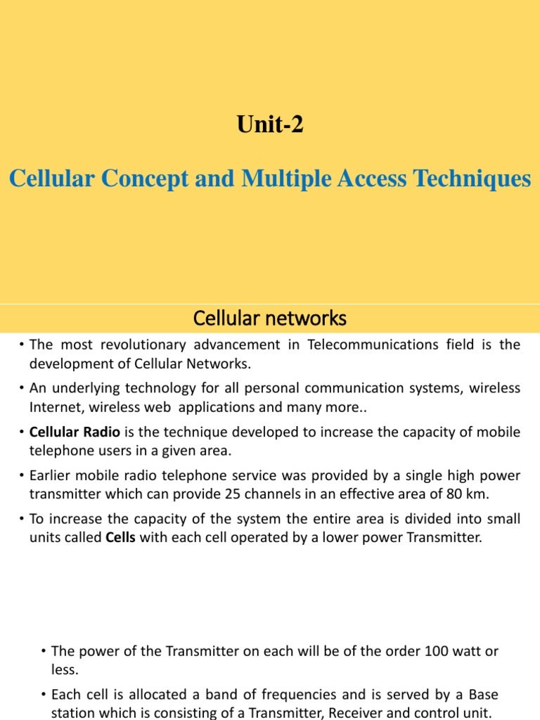 Unit-2: Cellular Concept and Multiple Access Techniques | PDF ...