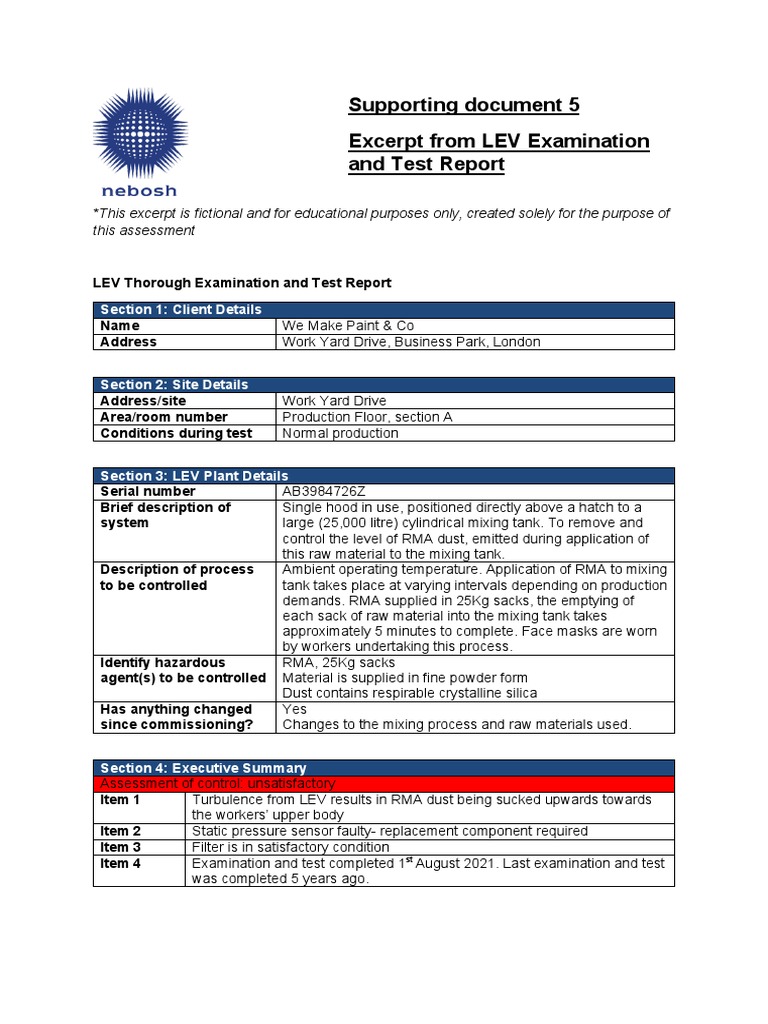 Supporting Document 5 Excerpt From LEV Examination and Test Report | PDF