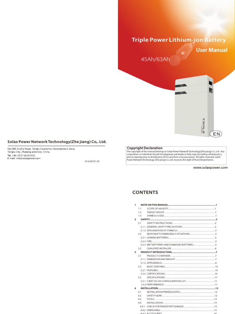 Triple Power Lithium-Ion Battery User Manual: 45Ah/63Ah | PDF ...