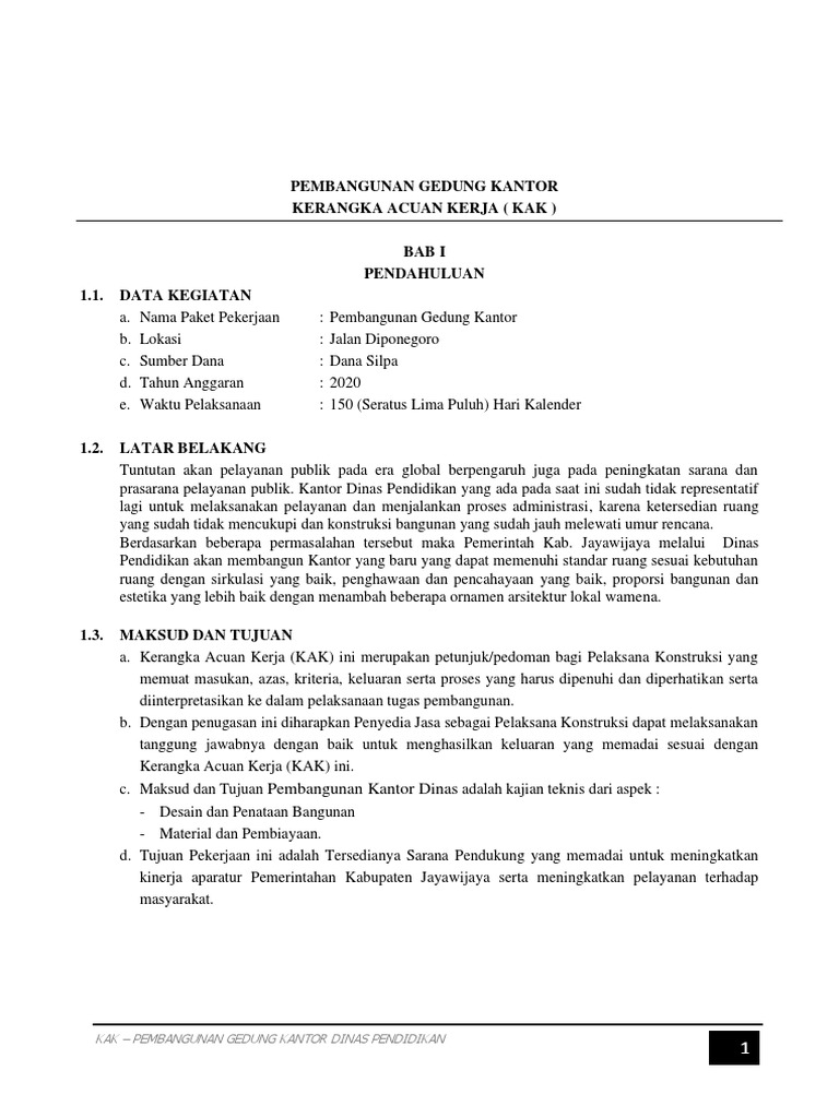 Kak KTR Dinas Pendidikan | PDF