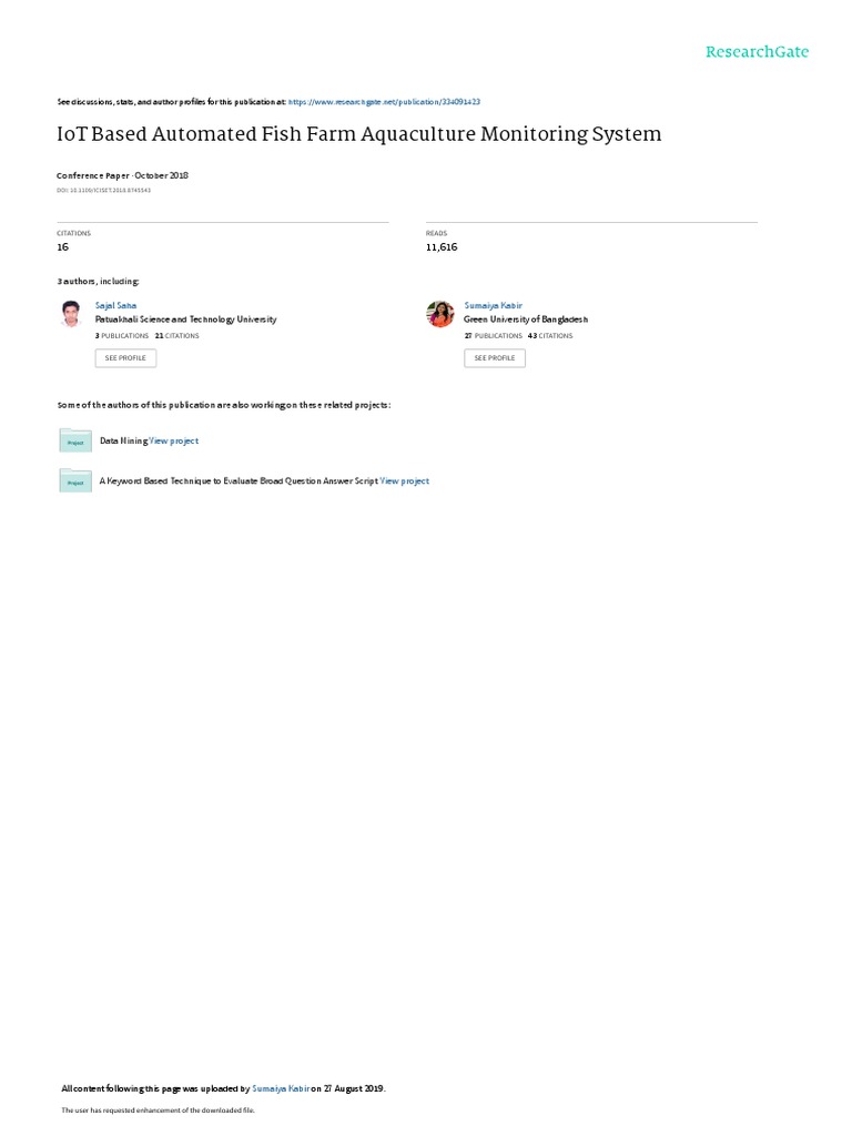Iot Based Automated Fish Farm Aquaculture Monitoring System: October ...